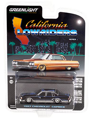 1987 Chevy Caprice Lowrider Custom Black with Graphics California Lowriders Release 1 1/64 Diecast Model Car by Greenlight 63010 D