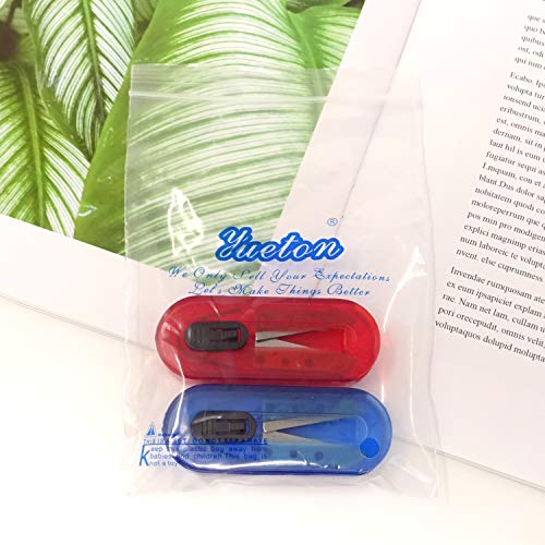 yueton 2pcs Mini Portable Collapsible Scissors Storage Box Cutter with Hussif Outdoor Travel Cutting Sewing Tool for Paper, Thin Thread, Fishing Line