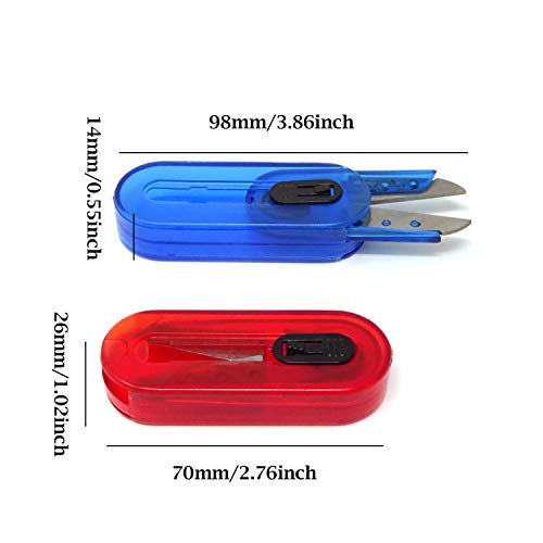 yueton 2pcs Mini Portable Collapsible Scissors Storage Box Cutter with Hussif Outdoor Travel Cutting Sewing Tool for Paper, Thin Thread, Fishing Line