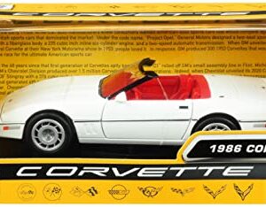 Motormax Toy 1986 Chevy Corvette C4 Convertible White with Red Interior History of Corvette Series 1/24 Diecast Model Car by Motormax 73298