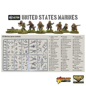 Wargames Delivered Bolt Action Miniatures - US Marines Troop Set, World War Two Miniatures, 28mm Scale Plastic Army Men for Miniature Wargaming by Warlord Games