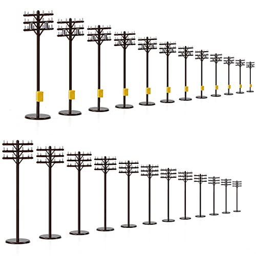 24pcs Model N Scale 1:160 Power Pole Telegraph Telephone Poles Railroad Diorama (Style A)