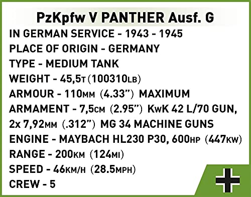 Cobi toys 905 Pcs Hc WWII Panzer V Panther Ausf.G Sd.Kfz.171