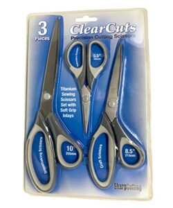 office scissors pack craft sissors – best titanium scissors – sharp scissors, sewing siccors, multi pack set of 3, soft handle, utility household scizzors