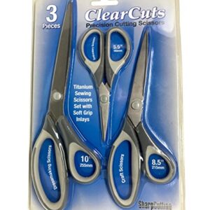 Office Scissors Pack Craft Sissors - Best Titanium Scissors - Sharp Scissors, Sewing Siccors, Multi Pack Set of 3, Soft Handle, Utility Household Scizzors