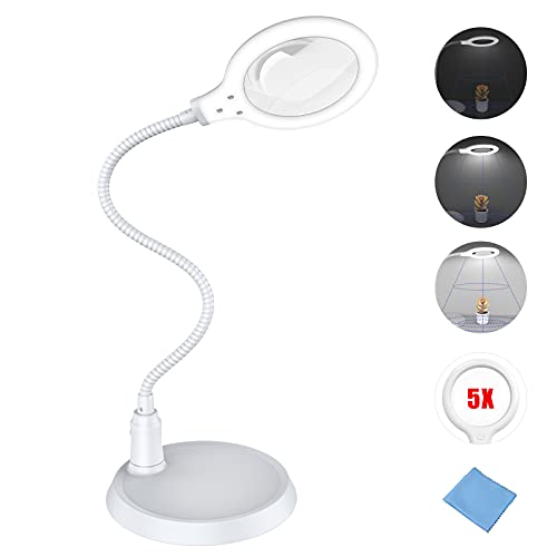 5X Magnifying Lamp, Touch Dimmable Magnifying Glass with Light, 30 LED Lighted Magnifier for Reading, Hobbies, Crafts, Repair, Sewing, Inspection, Jewelry Design