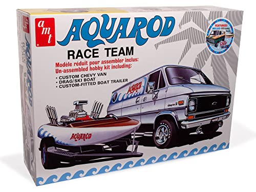 AMT Aqua Rod Race Team 1975 Chevy Van, Race Boat & Trailer 1:25 Scale Model Kit