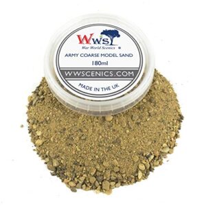 wws war world scenics wwscenics army coarse model sand | 180ml tub | scenery basing material