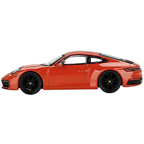 True Scale Miniatures Model Car Compatible with Porsche 911 (992) Carrera 4S Lava Orange Limited Edition 1/64 Diecast Model Car MGT00371