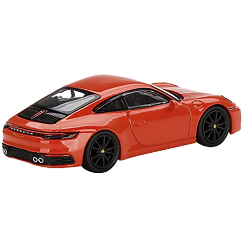 True Scale Miniatures Model Car Compatible with Porsche 911 (992) Carrera 4S Lava Orange Limited Edition 1/64 Diecast Model Car MGT00371