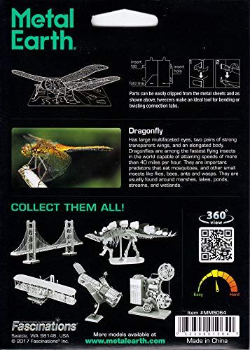 Fascinations Metal Earth Dragonfly 3D Metal Model Kit, silver