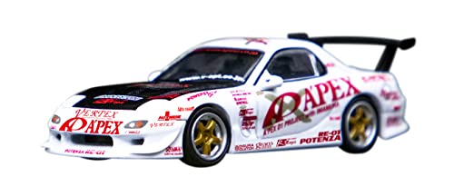 Vertex RX-7 FD3S White with Graphics RHD (Right Hand Drive) A'Pex D1 Project Global64 Series 1/64 Diecast Model Car by Tarmac Works T64G-TL022-AP