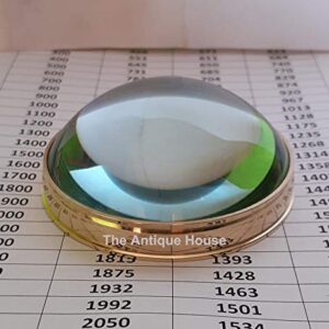 Vintage Solid Brass Desk Magnifying Glass Chart Paper Reader Weight Magnifier