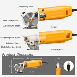 RoMech Mini Electric Cloth Cutter, Rotary Blade Fabric Cutting Machine, Octagonal Knife, Electric Rotary Scissors for Multi Layer Leather Wool (RM-031)