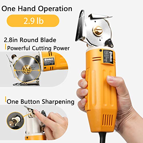 RoMech Mini Electric Cloth Cutter, Rotary Blade Fabric Cutting Machine, Octagonal Knife, Electric Rotary Scissors for Multi Layer Leather Wool (RM-031)