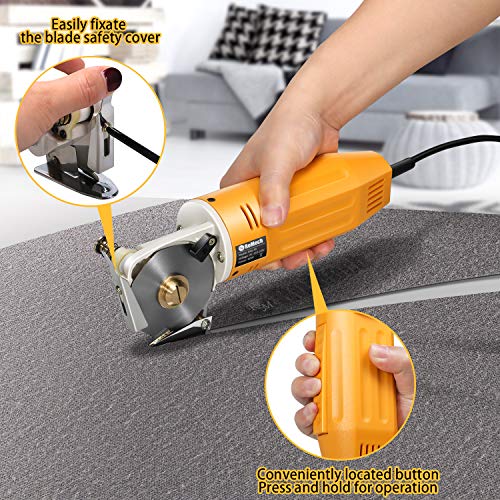 RoMech Mini Electric Cloth Cutter, Rotary Blade Fabric Cutting Machine, Octagonal Knife, Electric Rotary Scissors for Multi Layer Leather Wool (RM-031)