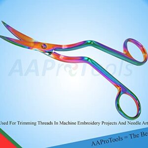 AAProTools Rainbow Color Machine Embroidery Scissors 6" Large Double Curved Scissors - Stainless Steel Embroidery Supplies