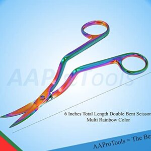 AAProTools Rainbow Color Machine Embroidery Scissors 6" Large Double Curved Scissors - Stainless Steel Embroidery Supplies