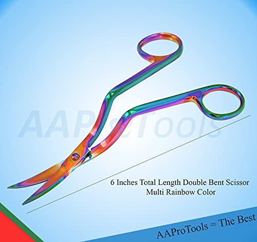 AAProTools Rainbow Color Machine Embroidery Scissors 6" Large Double Curved Scissors - Stainless Steel Embroidery Supplies