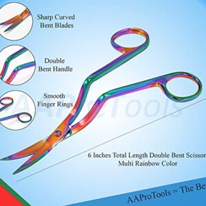 AAProTools Rainbow Color Machine Embroidery Scissors 6" Large Double Curved Scissors - Stainless Steel Embroidery Supplies