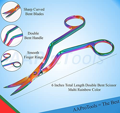 AAProTools Rainbow Color Machine Embroidery Scissors 6" Large Double Curved Scissors - Stainless Steel Embroidery Supplies