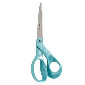 fiskars premier 8in bent sparkle scissors tide blue