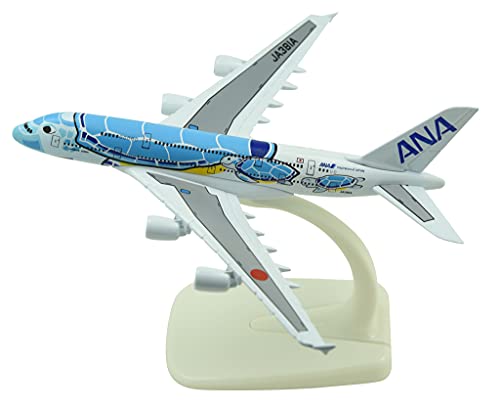 TANG DYNASTY(TM) 1:500 15cm A380 ANA Sea Turtle Metal Airplane Model Plane Toy Plane Model (Blue)