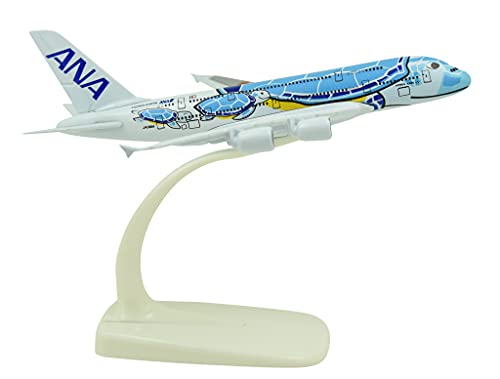 TANG DYNASTY(TM) 1:500 15cm A380 ANA Sea Turtle Metal Airplane Model Plane Toy Plane Model (Blue)