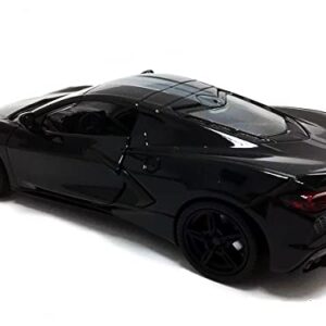 Motormax Toy 2020 Chevy Corvette C8 Stingray Black with Gray Stripes 1/24 Diecast Model Car by Motormax 79360 (79360bk)