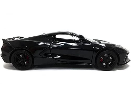 Motormax Toy 2020 Chevy Corvette C8 Stingray Black with Gray Stripes 1/24 Diecast Model Car by Motormax 79360 (79360bk)