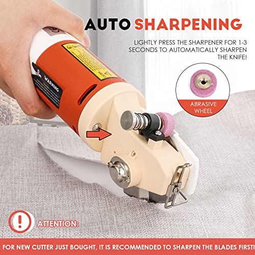 CGOLDENWALL Electric Rotary Fabric Cutter, Multi-layer Electric Fabric Scissors, 0.86" Cutting Thickness, for Cloth Fabric Leather and Carpet, with Replacement Blades, Sharpening Stones and more, 110V