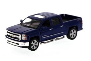 kinsmart chevy silverado (2014) ltz crew cab 4×4 1/46 scale diecast metal model – blue