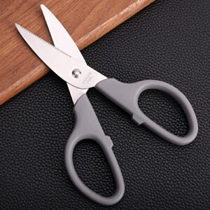 HITOPTY Grey Multipurpose Scissors, 6in Straight Sturdy Sharp Scissors for Office School Student Home General Use Sewing Fabric Craft Supplies with Cover