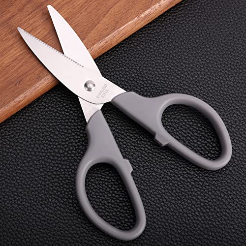 HITOPTY Grey Multipurpose Scissors, 6in Straight Sturdy Sharp Scissors for Office School Student Home General Use Sewing Fabric Craft Supplies with Cover