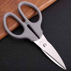 HITOPTY Grey Multipurpose Scissors, 6in Straight Sturdy Sharp Scissors for Office School Student Home General Use Sewing Fabric Craft Supplies with Cover