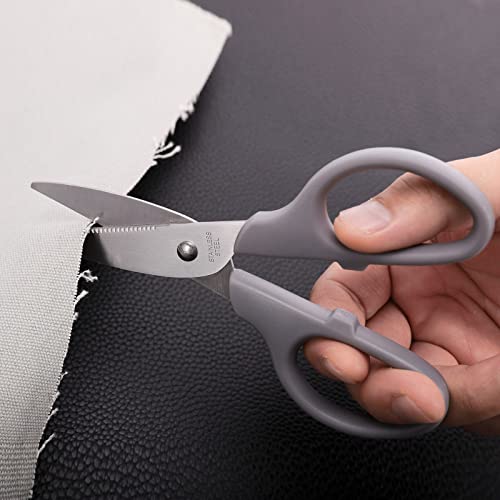 HITOPTY Grey Multipurpose Scissors, 6in Straight Sturdy Sharp Scissors for Office School Student Home General Use Sewing Fabric Craft Supplies with Cover