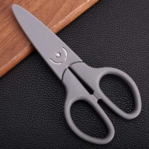 HITOPTY Grey Multipurpose Scissors, 6in Straight Sturdy Sharp Scissors for Office School Student Home General Use Sewing Fabric Craft Supplies with Cover