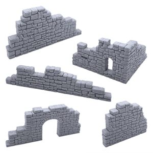 endertoys ruined stone walls set b, terrain scenery for tabletop 28mm miniatures wargame, 3d printed and paintable