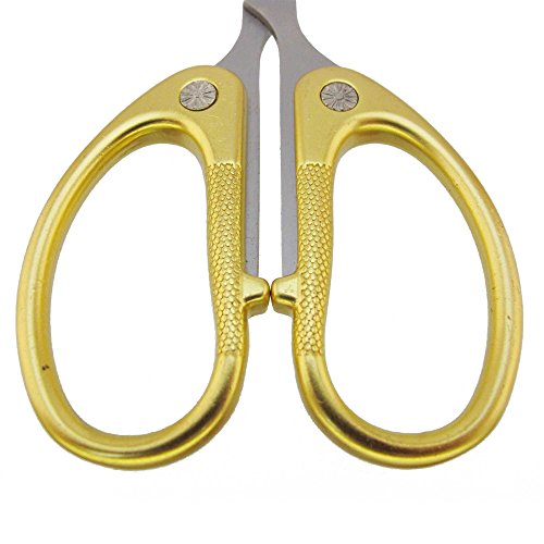 Embroidery Scissors - 4 1/2" Fine Cut Sharp Point Titanium Scissors w/Sheath - Small Craft Snip Scissors - Gold - 1 Pair