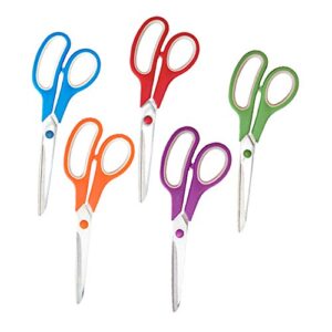 Multipurpose Scissors ,Stainless Steel Comfort Grip Handles，Sturdy Sharp Scissors for Office Home School Sewing Fabric Craft Supplies,Pack of 5，Right/Left Handed