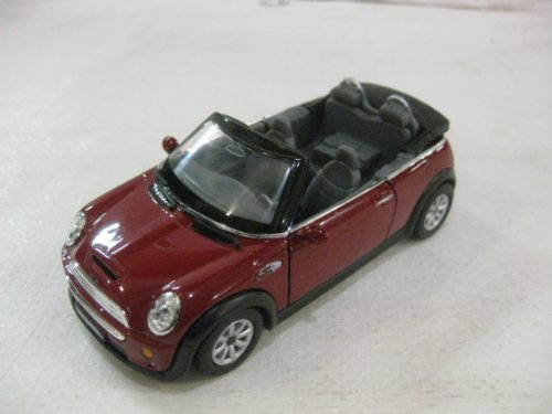 Mini Cooper S Convertible In Maroon Diecast 1:28 Scale By Kinsmart