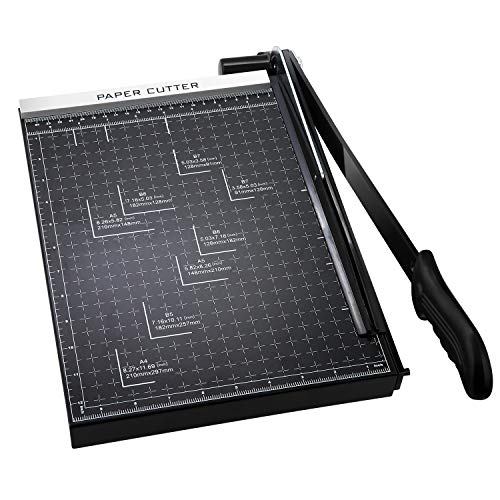 Paper Trimmer, A4 Paper Cutter Guillotine with Heavy Duty Gridded Base Cut Length 12 Sheets Capacity, Cutting Paper Machine for Home Office (Black)