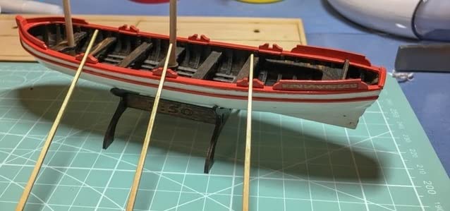 GAWEGM Ship Model - Whole Ribbed Double Mast Fishing Boat with Metal Accessories