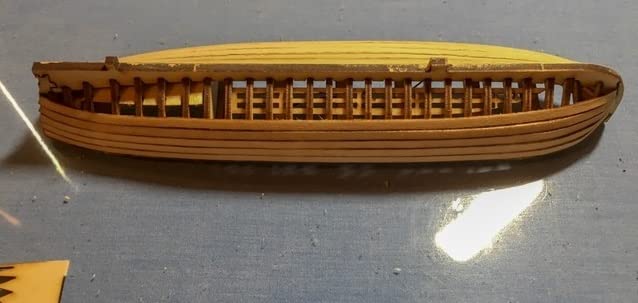 GAWEGM Ship Model - Whole Ribbed Double Mast Fishing Boat with Metal Accessories