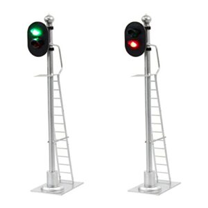 jtd433gr 2pcs model railroad train signals 2-lights block signal 1:43 o scale 12v green-red traffic lights for train layout new