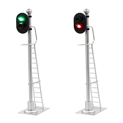 JTD433GR 2PCS Model Railroad Train Signals 2-Lights Block Signal 1:43 O Scale 12V Green-Red Traffic Lights for Train Layout New