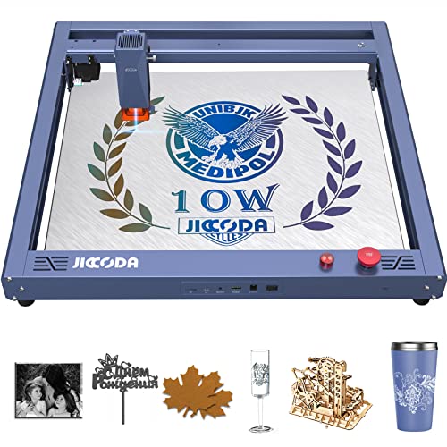 JICCODA L1 10W Laser Engraver Machine,60W DIY Laser Cutter and High Power Laser Engraving Machine for Wood and Metal, Paper, Acrylic,Fabric,Compressed Spot 0.05mm High Precision