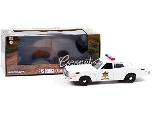 1975 Coronet White Hazzard County Sheriff 1/24 Diecast Model Car by Greenlight 84104