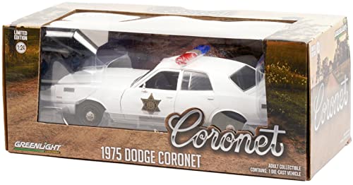 1975 Coronet White Hazzard County Sheriff 1/24 Diecast Model Car by Greenlight 84104