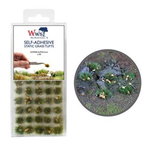 war world scenics self adhesive static grass tufts x 100 – summer alpine, 6mm – model railway wargame scenery railroad modelling diorama miniature hobby tabletop